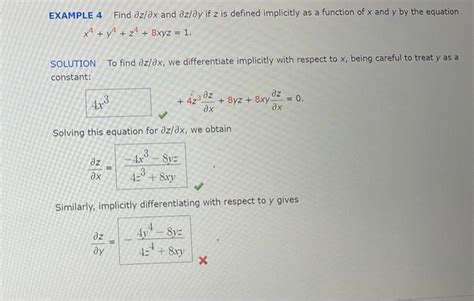 Solved X4 Y4 Z4 8xyz 1 Solution To Find ∂z ∂x We