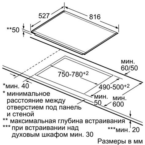 Индукционная варочная панель Bosch PIC 875N24E - схема встраивания для ...