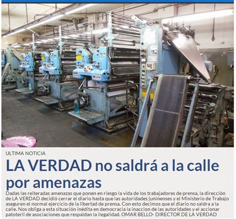 Señales El Diario La Verdad De Junín No Saldrá A La Calle Por