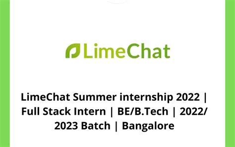 Limechat Summer Internship 2022 Full Stack Intern Bebtech 2022