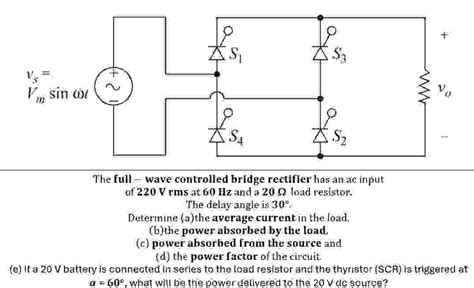 Solved The Full Wave Controlled Bridge Rectifier Has An Chegg
