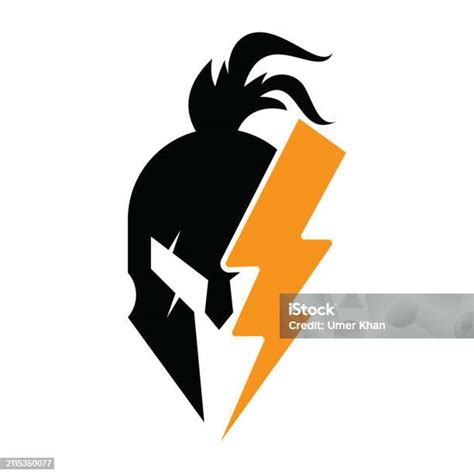 스파르타 천둥 로고 디자인 벡터입니다 에너지 벡터 로고 와 Spartan 상징 벡터 디자인 디자인 개념에 대한 스톡 벡터 아트