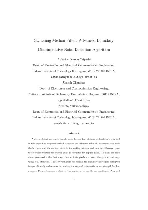 Pdf Switching Median Filter Advanced Boundary Discriminative Noise