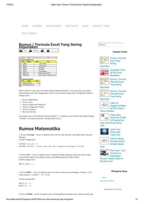 Pdf Rumus Formula Excel Yang Sering Digunakan Dokumentips