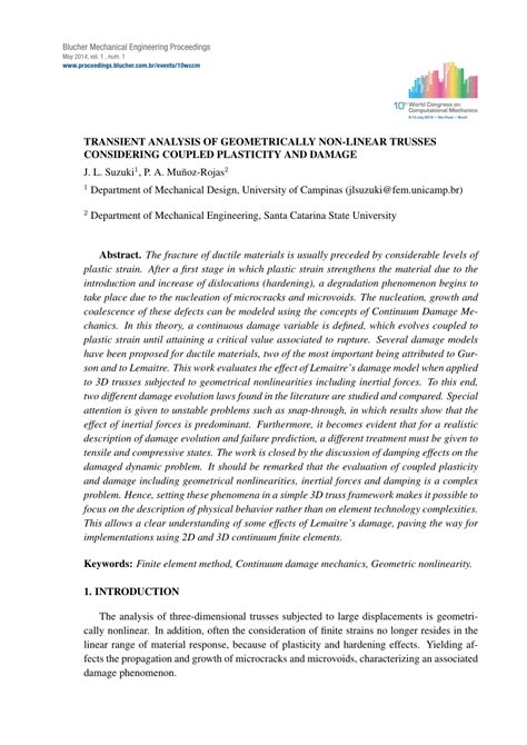 Pdf Transient Analysis Of Geometrically Non Linear Trusses