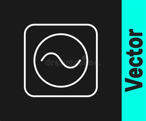White Line Ac Voltage Source Symbol Icon Isolated On Black Background