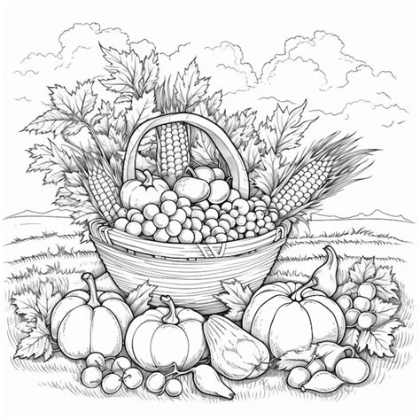 Dibujos De Canasta Frutas Verduras Para Colorear Vsun