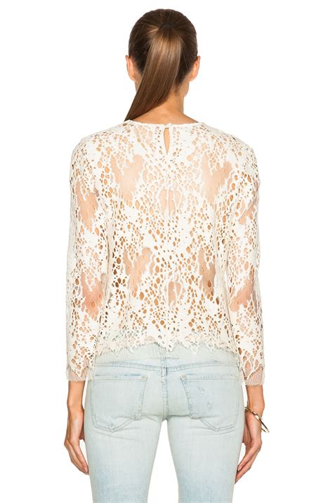 Michelle Mason Lace Top In Ivory Fwrd