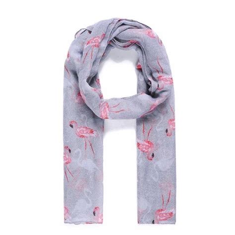 Pink Flamingo Scarf Scarf Gift Grey Scarf Pink Flamingos