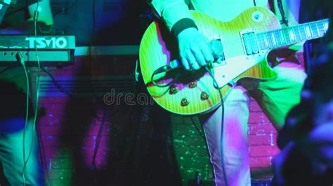 The Guitarist Holds A Microphone In His Hand Stock Footage Video Of