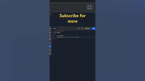 Area Of Circle Program In C Viralvideo Shorts Code Area Circle Program Viralshorts