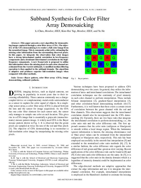pdf subband synthesis for color filter array demosaicking