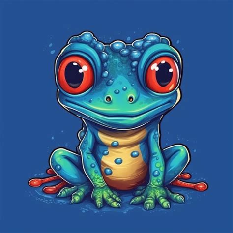 Premium Ai Image A Blue Frog With Red Eyes Sitting On The Ground