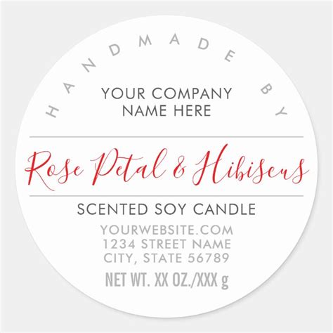 Handmade Candle Or Soap Rose Red Product Label