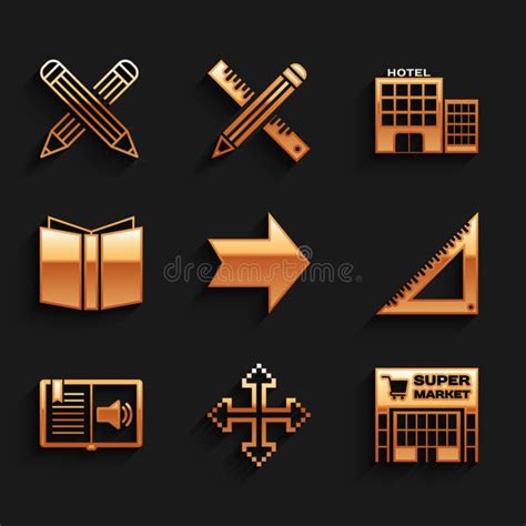 Set Arrow Pixel Arrows In Four Directions Supermarket Building