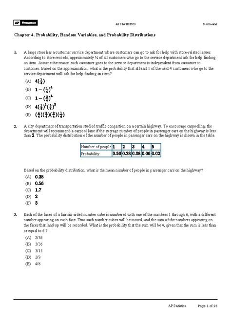 TB Chapter Probability Random Variables And Probability Distributions A Large Store Has A