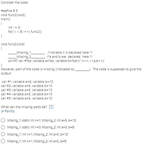 Solved Consider The Code Define B5 Void Func2 Void Maino Chegg