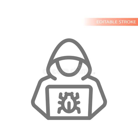 Computer Hacker With Hoodie And Laptop Stock Vector Illustration Of Outline Lined 366978463