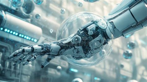 Futuristic Concept Of Genetic Engineering With Robot Arm In Capsule Stock Illustration