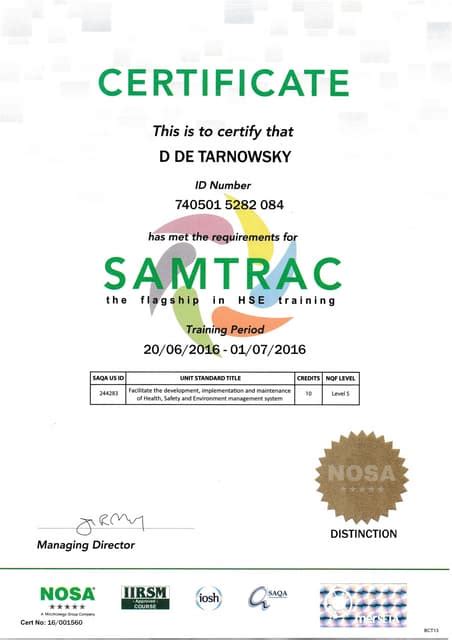 Introduction To Samtrac Training Course Nosa Pdf