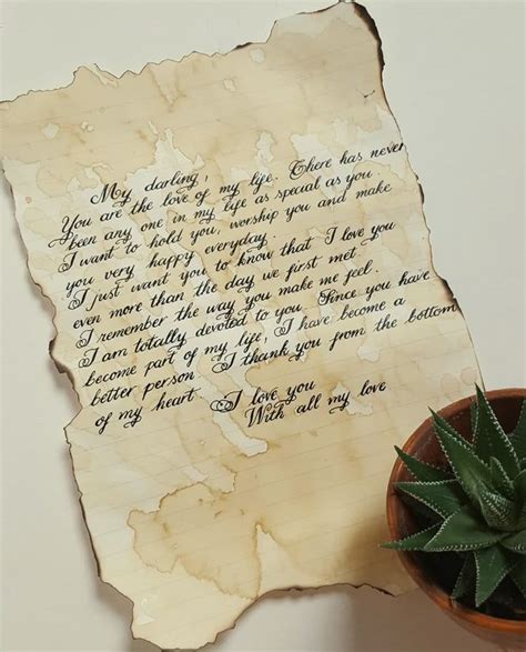 Handwritten Love Letter Personalized Calligraphy On Antique Looking
