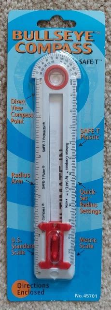 Learning Resources Safe T Bullseye Compass Ruler Protractor Early