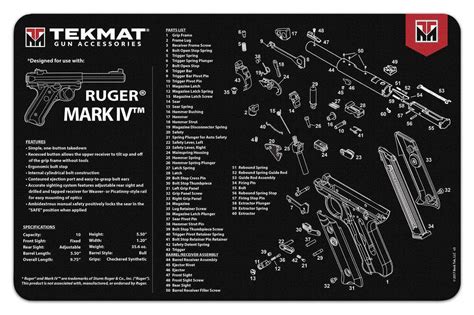Tekmat Tekr17rugermk4 Original Cleaning Mat Ruger Mark Iv Parts Diagram