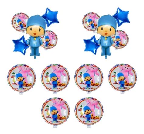 2 Paquetes Globos Cumpleaños Pocoyo 6 Redondos