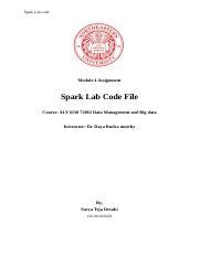 Module Spark Code Docx Spark Lab Code Module Assignment Spark Lab Code File Course ALY