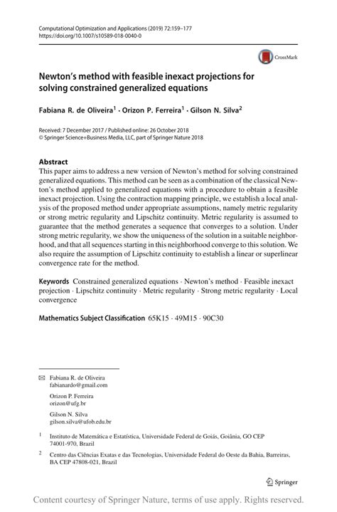 Newtons Method With Feasible Inexact Projections For Solving