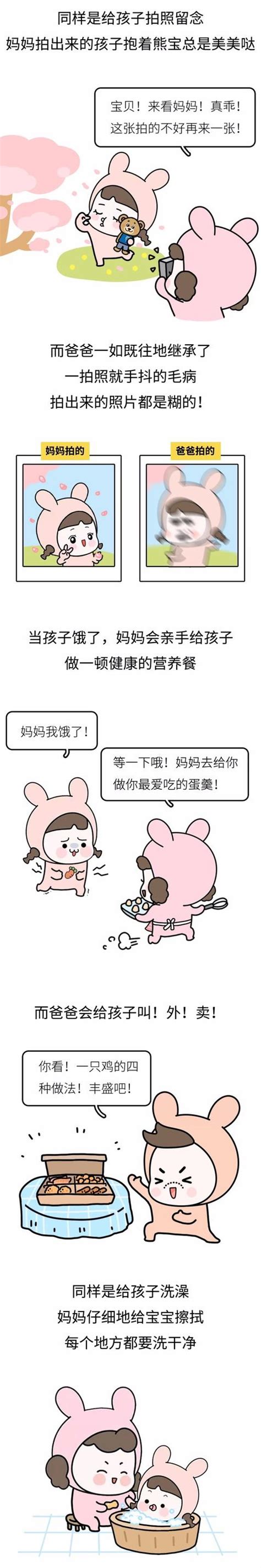 爸爸帶娃vs媽媽帶娃，網友直呼太形象了！ 每日頭條