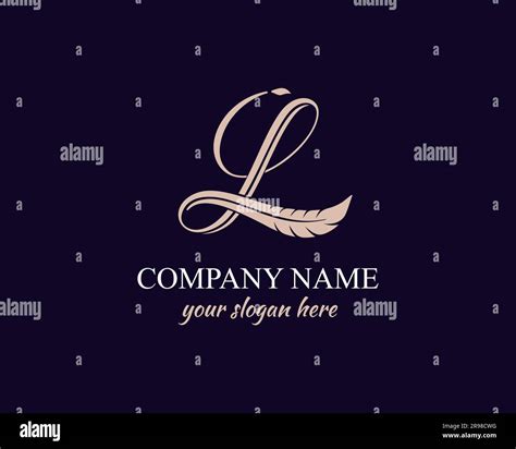 L Logo Letter With Feather For Writer Blog Newspaper Personal