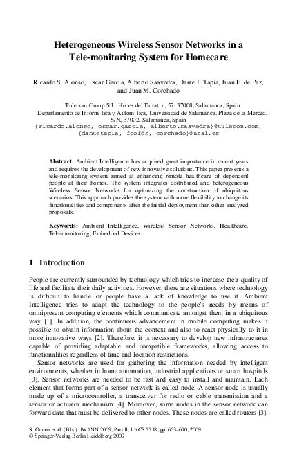 pdf heterogeneous wireless sensor networks in a tele monitoring