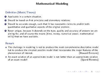 Modeling Lecture Slides Chapter Introduction To Mathematical Modeling