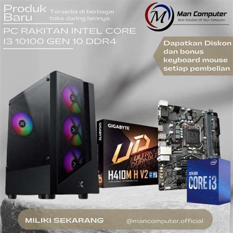 Jual Paket Cpu Pc Rakitan Kantor Intel Core I3 10100 Pc Rakitan I3