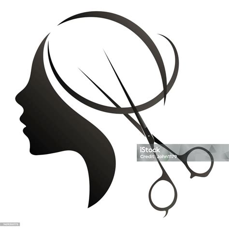 Siluet Seorang Gadis Dan Gunting Memotong Seikat Rambut Simbol Untuk