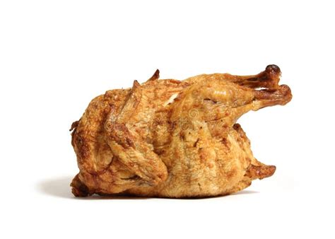 Whole Rotisserie Chicken Isolated On White Background Stock Image