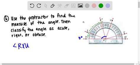 solved use the protractor to find the measure of each angle then