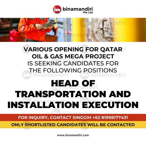 Head Of Transportation And Installation Execution