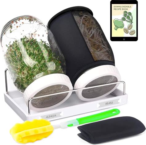 Vireor Sprouting Jar Kit 2 Wide Mouth Mason Jars With Premium