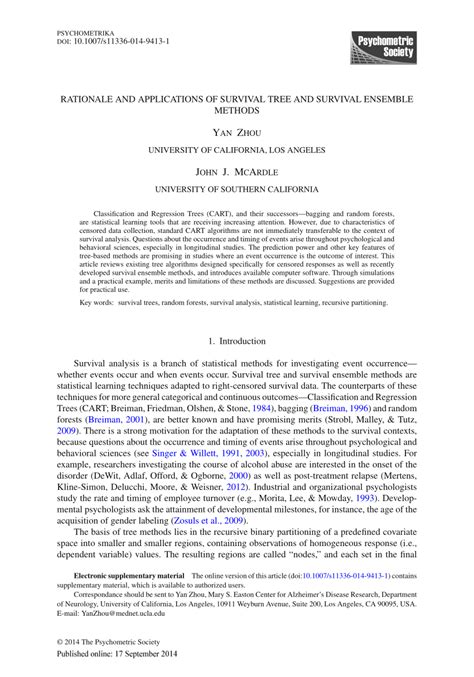 pdf rationale and applications of survival tree and survival ensemble methods