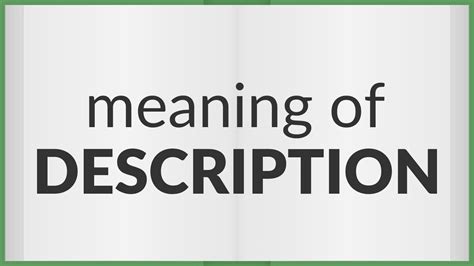 Description Meaning Of Description Youtube