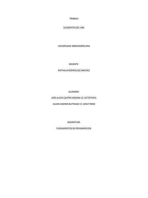 actividad 2 elementos de vba pdf variable informática programa