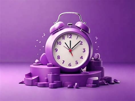 3d Alarm Clock Icon For Succress Delivery Concept Purple Watch Minimal