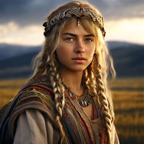 Young Scythian Nomadic Blonde Girl Adorned In Traditional Sc By Meje