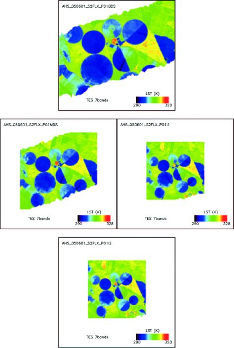 land surface temperature maps obtained with the tes algorithm
