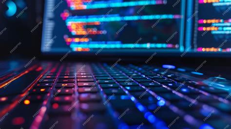 Premium Photo Computer Screen Keyboard Lines Of Code