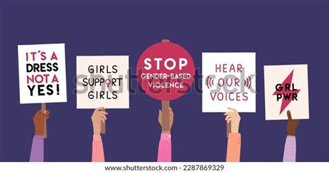 Feminist Strike Hands Diverse Woman Hold Stock Vector Royalty Free