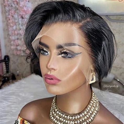 짧은 밥 픽시 컷 가발 브라질 스트레이트 레이스 프런트 인모 가발 T 부분 투명 레이스 가발 흑인 여성 사전 발모 Aliexpress