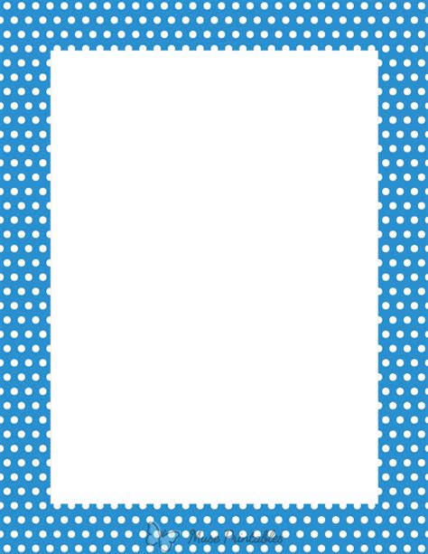 Printable White On Blue Mini Polka Dot Page Border